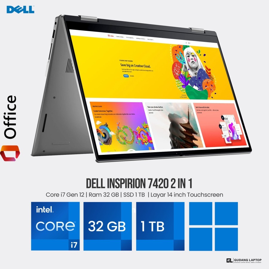 Jual Laptop Gaming 2 in 1 Dell Inspirion 7420 Core i7 Gen 12 Ram 32 GB ...