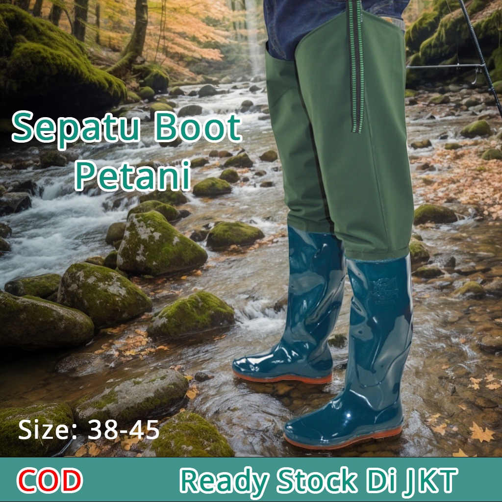 Jual Sepatu Boots Pria Sawah Panjang Anti Air Dan Licin Tahan Air Karet ...