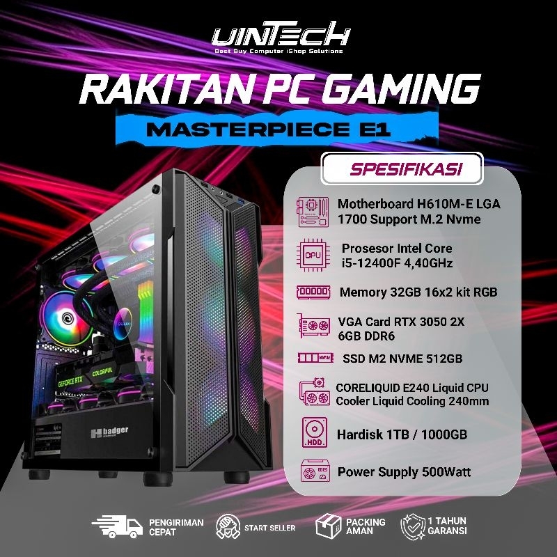 Jual Rakitan PC Gaming Desain Editing CPU i5 12400F / Vga RTX 3050 8GB ...