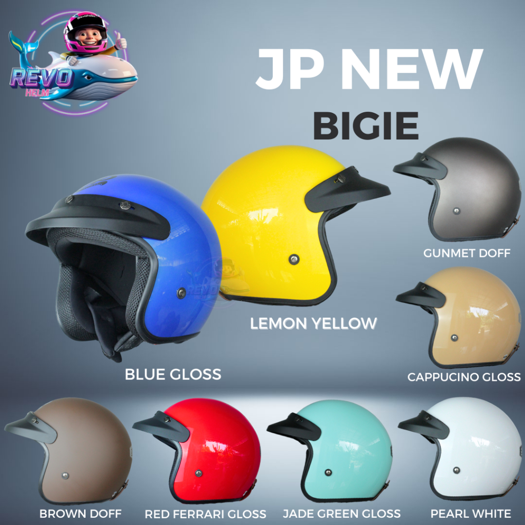 Jual HELM JPX RETRO JP NEW BIGIE SOLID WARNA TERLARIS, HELM HALF FACE ...
