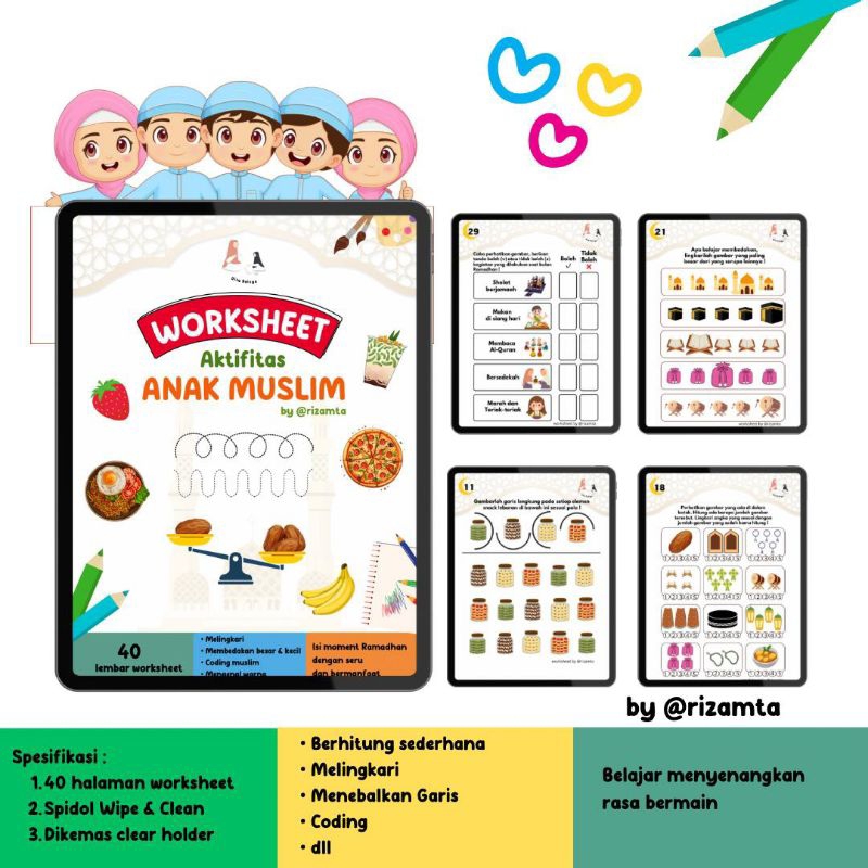 Jual WORKSHEET AKTIFITAS ANAK MUSLIM | WORKSHEET ANAK | WORKSHEET ...