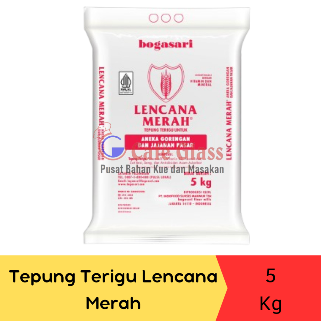 Jual Tepung Terigu Bogasari Lencana Merah 5Kg / Tepung Protein Rendah ...