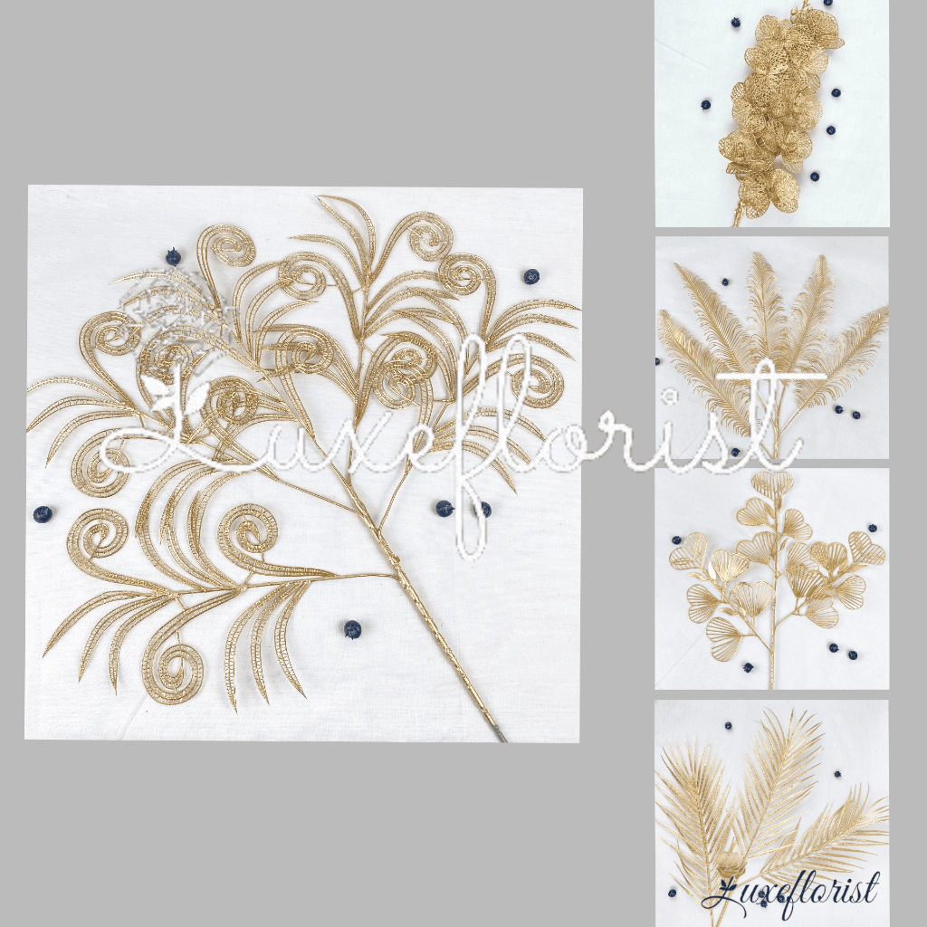 Jual Ornamen Emas Daun Gold Daun emas Artificial flower Leaf gold ...