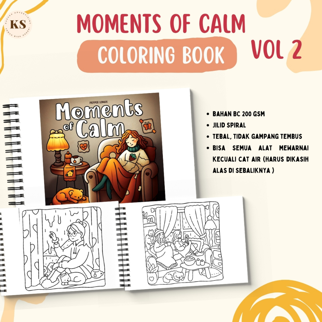 Jual MOMENTS OF CALM VOL 2 Healing Coloring Book For Adults And Kids ...