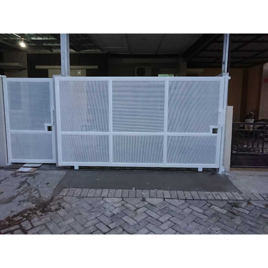 Jual Pagar expanded plat minimalis model geser warna putih | Shopee ...