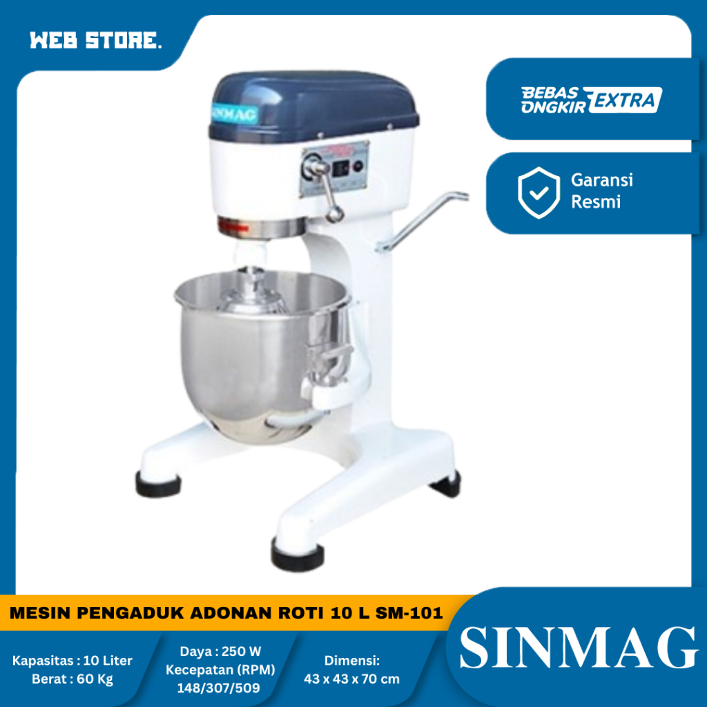 Jual Planetary Dough Mixer 10 Liter Mesin Pengaduk Adonan Roti SINMAG SM-101 | Shopee Indonesia