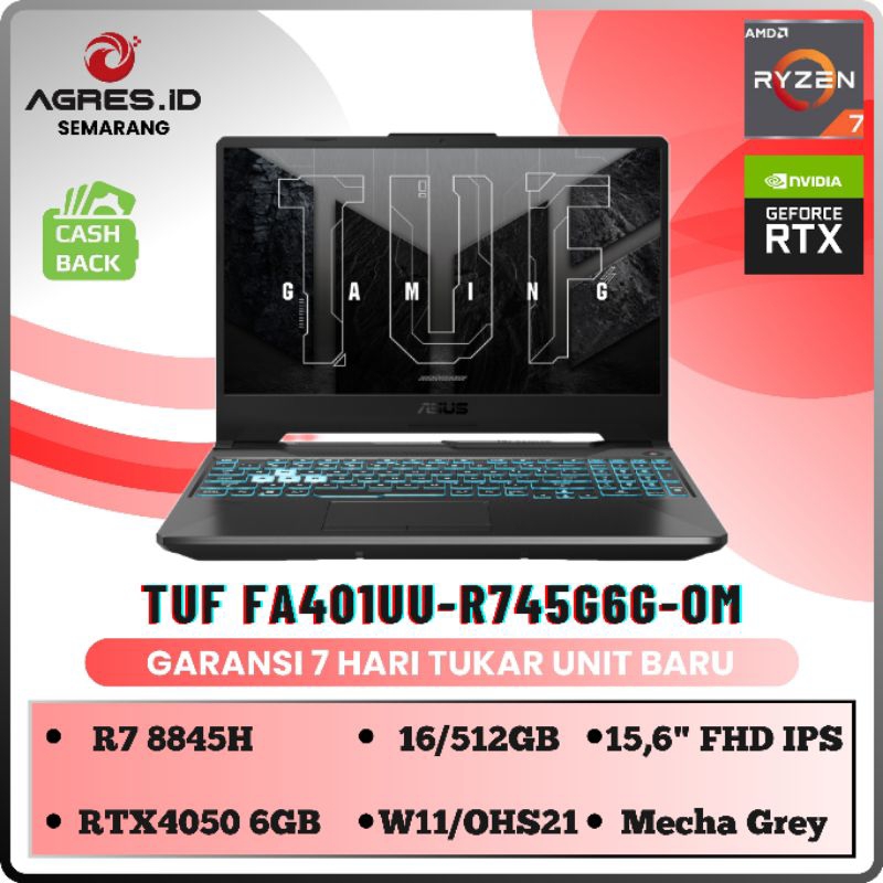 Jual Asus TUF Gaming A14 FA401UU-R745G6G-OM [R7-8845HS|RTX 4050|RAM ...