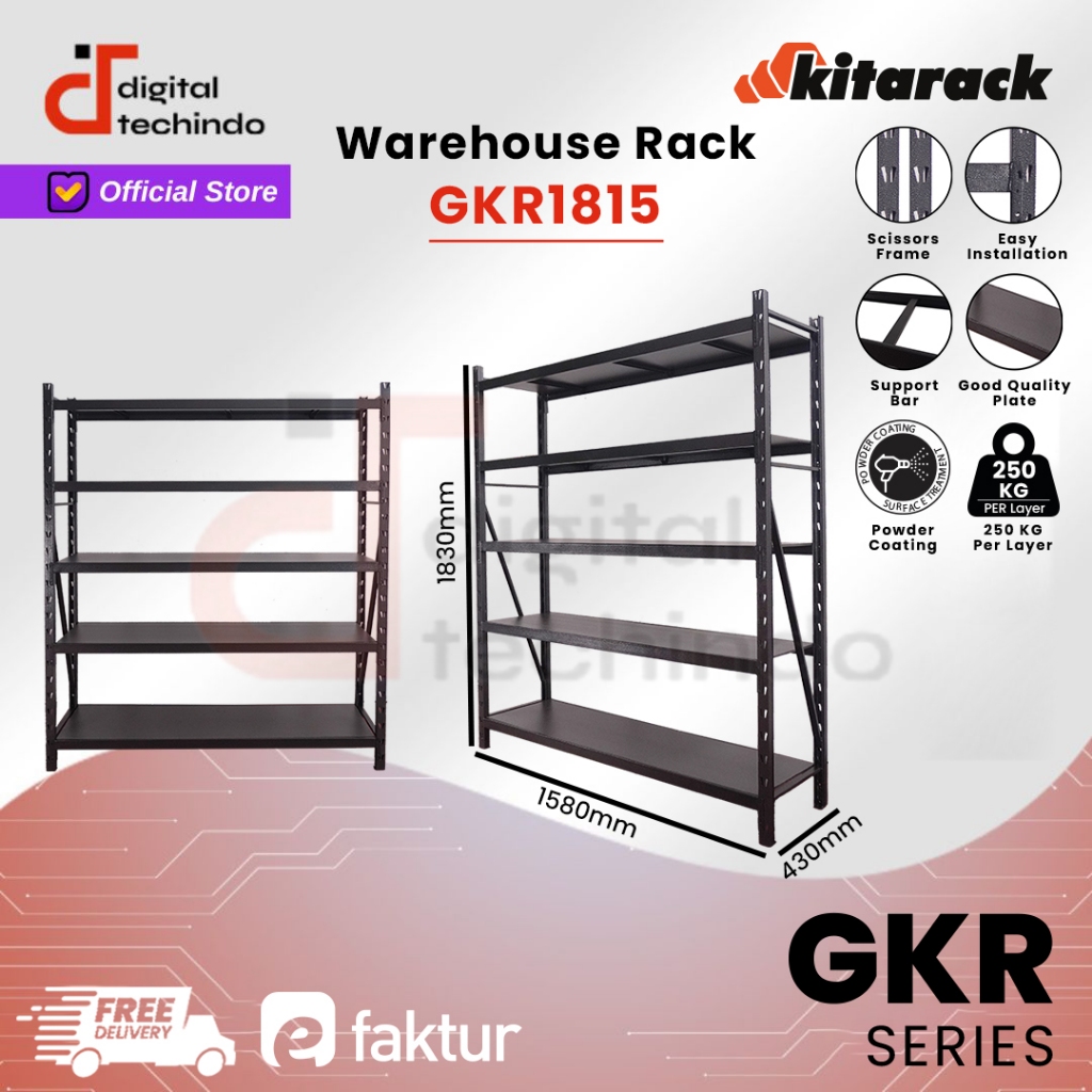 Jual KITARACK Rak Gudang Multifungsi 250KG / Layer Rack 5 Susun Global ...