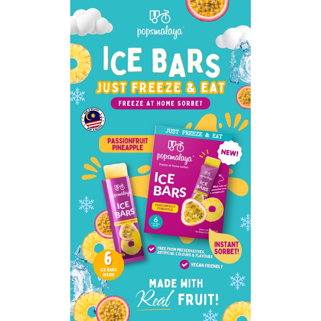 Jual Pop's Malaya Ice Bars Passion Fruit Pineapple isi 6 stick (45ml x ...