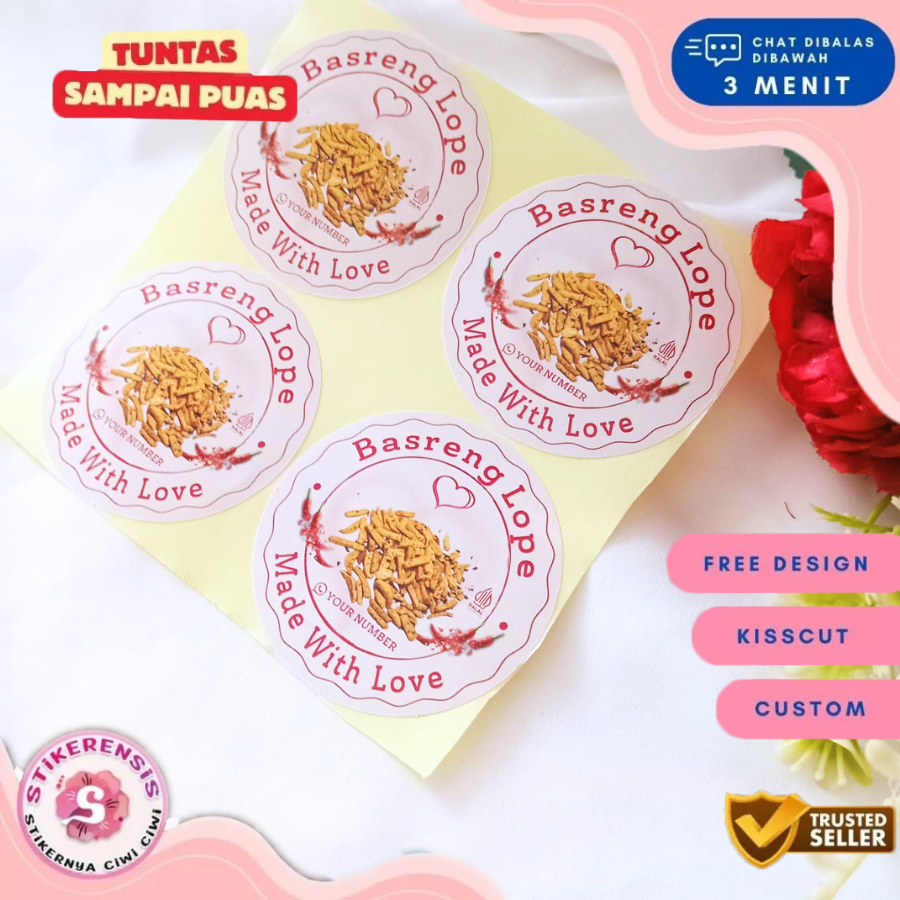 Jual 2-4 Cetak Stiker Makanan Ringan Basreng Baso Goreng Pedas Sticker ...