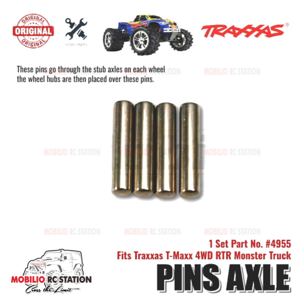 Jual Traxxas Part #4955 Pin Axle 2.5 x 12mm 4 Pcs for 4WD RTR Monster ...