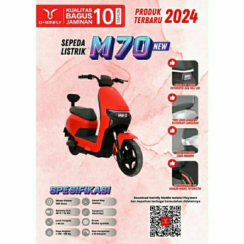 Jual SEPEDA LISTRIK TIPE BARU M70 ( TPDP) | Shopee Indonesia