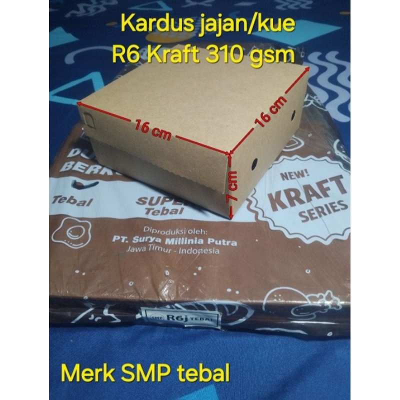 Jual (310 GSM)R6 Box Dus Kotak Snack Kue Jajan R6 Tebal Ukuran ...