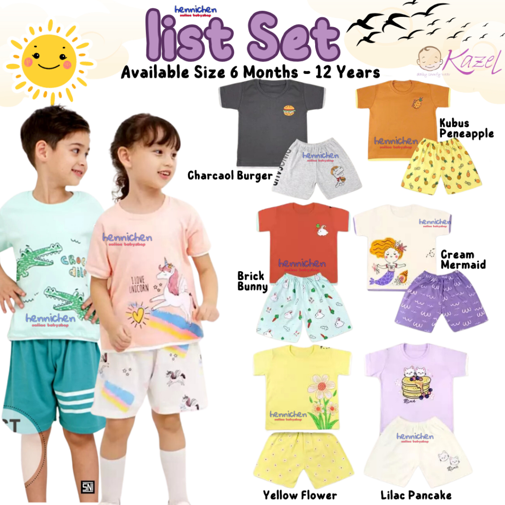 Jual Kazel x Zebe List Set Pendek Girl / Boy (1 Stel) Usia 6 bulan - 12 tahun | Shopee Indonesia