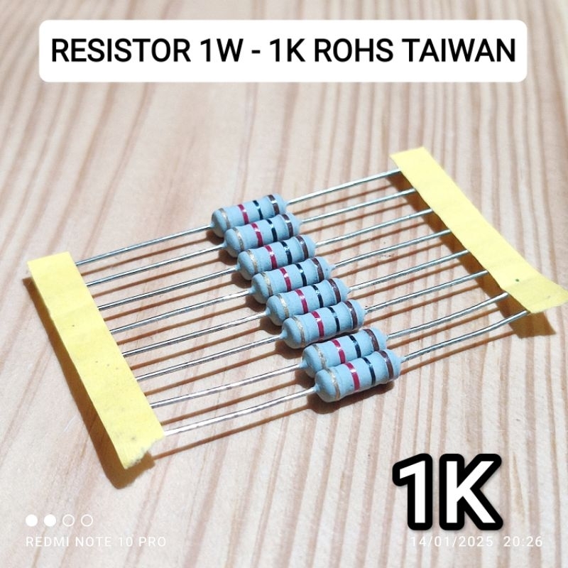 Jual 10 BUAH RESISTOR 1WATT 1W 1K 1 KILO ROHS ASLI | Shopee Indonesia