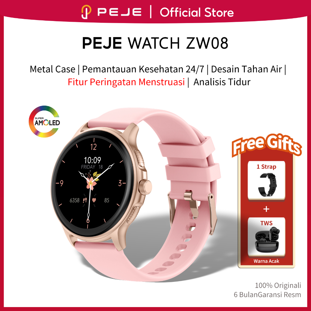 Jual PEJE Smartwatch ZW08 Metal Case Customizable Wallpaper AI Voice ...