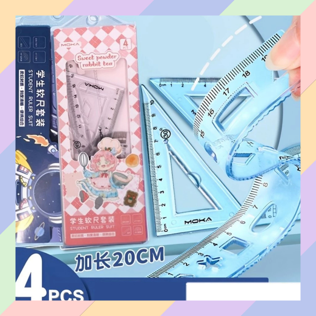 Jual BG48 Penggaris SET LENTUR 4 IN 1 Lucu Perlengkapan Sekolah ...