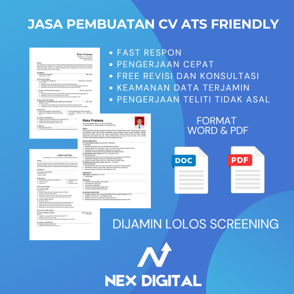 Jual CV ATS Friendly Jasa Pembuatan CV ATS Friendly Desain CV ATS ...