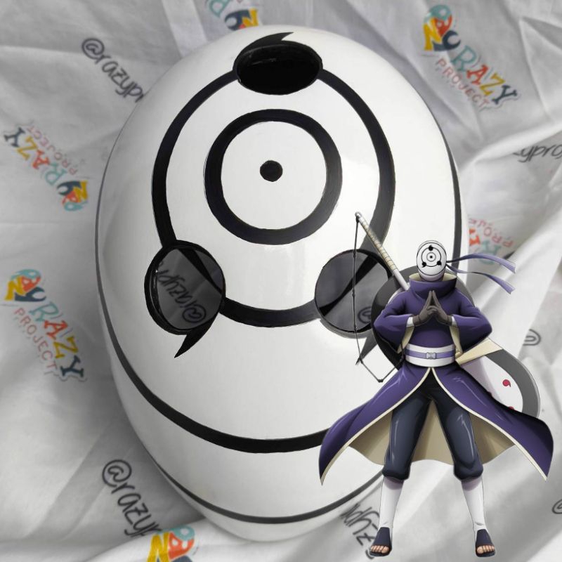 Jual Tobi Obito Uchiha Naruto White Putih Mask Topeng Kayu Cosplay ...