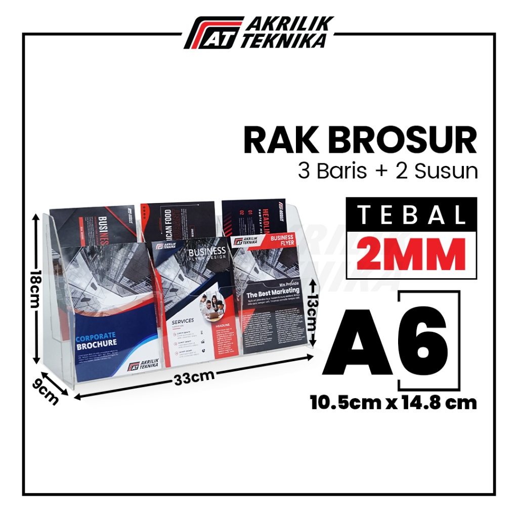 Jual Rak Brosur A6 2 Susun 3 Baris Akrilik / Display Menu Meja ...