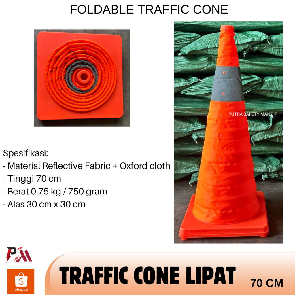 Jual TRAFFIC CONE LIPAT PORTABLE SAFETY KERUCUT LALU LINTAS EMERGENCY 70 CM | Shopee Indonesia