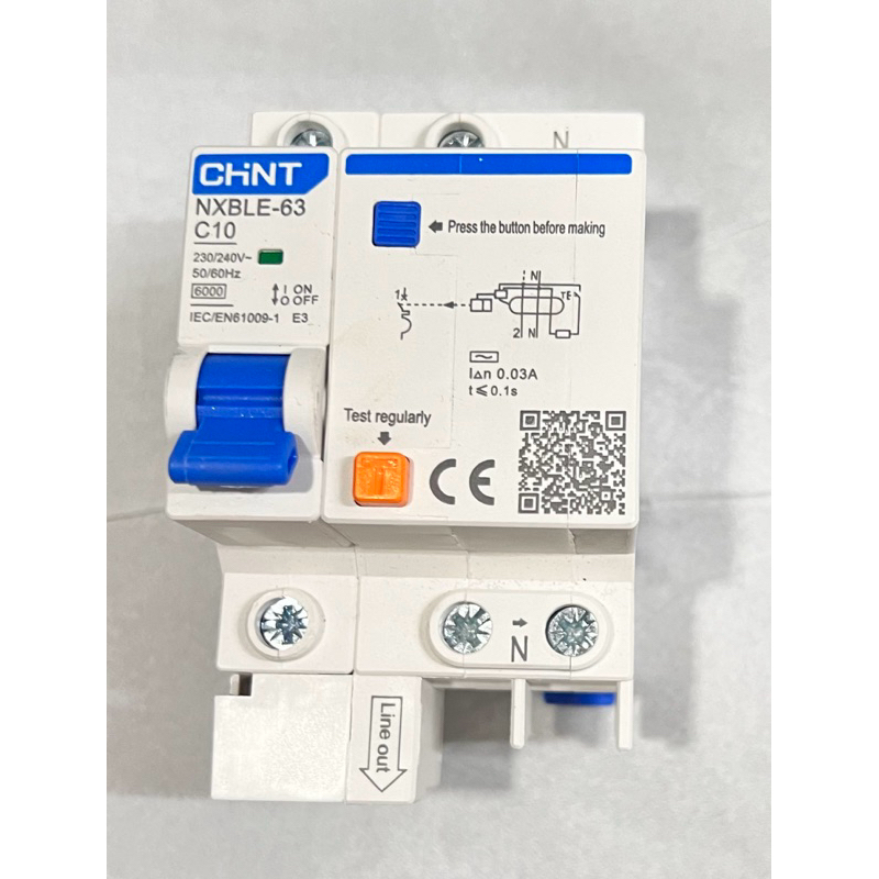 Jual ELCB CHINT 10 Ampere 1 Phase RCBO 10A 1P+N 30mA 6kA Tipe NXBLE-63 ...