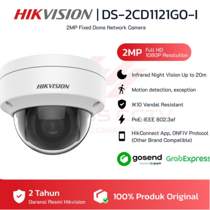 Jual IP Camera CCTV Indoor Hikvision DS-2CD1121G0-I 2MP 1080P Fixed ...
