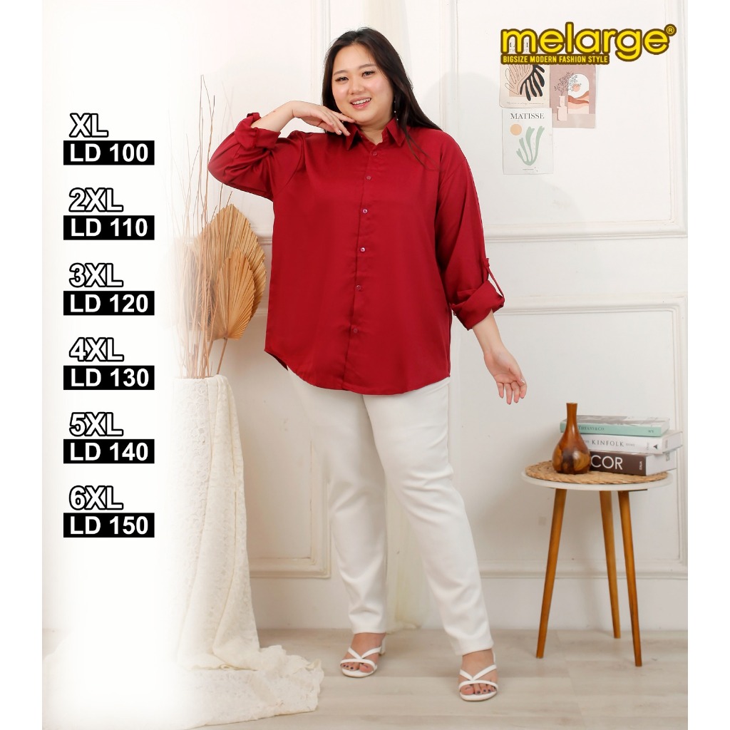 Jual MELARGE - Kemeja Polos Tangan Skoder Bigsize Hitam Putih Kemeja ...