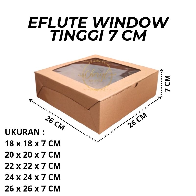 Jual (1 PCS) DOS / DUS KUE EFLUTE WINDOW TINGGI 7 CM UKURAN 18 CM, 20 ...