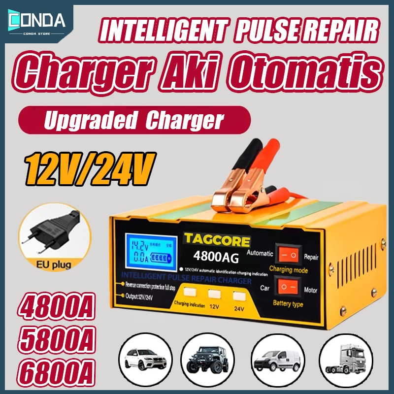Jual Charger Aki Mobil Motor/12V/24V 4800A/Charger Aki Otomatis/Smart ...