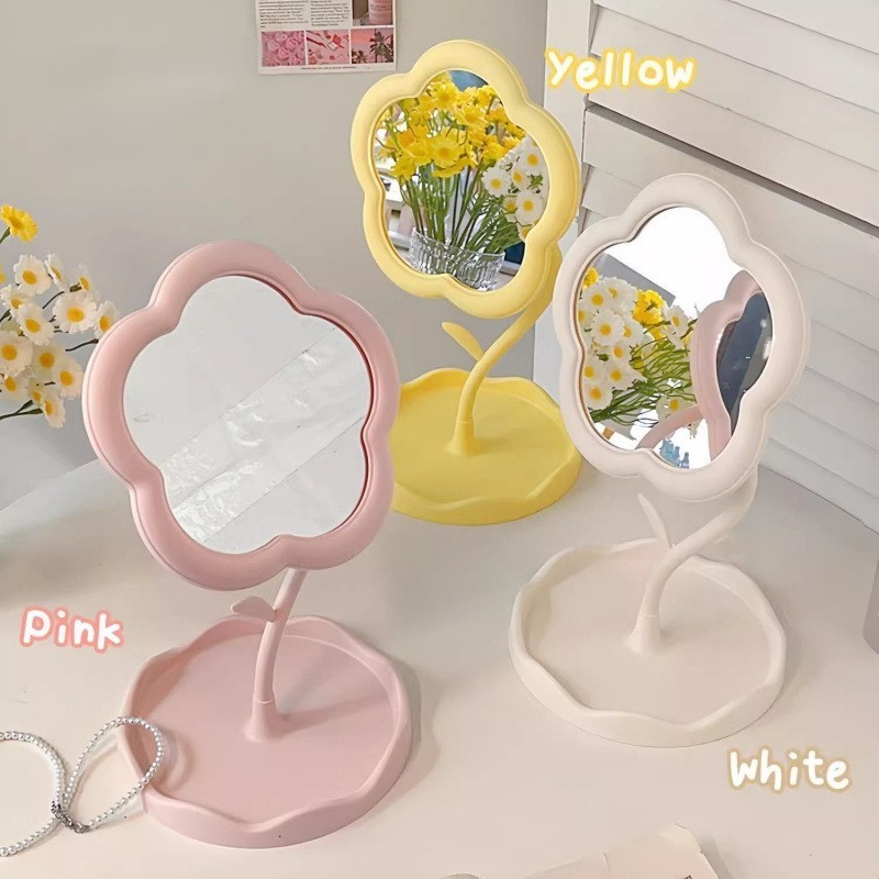 Jual Cermin Aesthetic Stand Mirorr Flower Kaca Meja Rias | Shopee Indonesia
