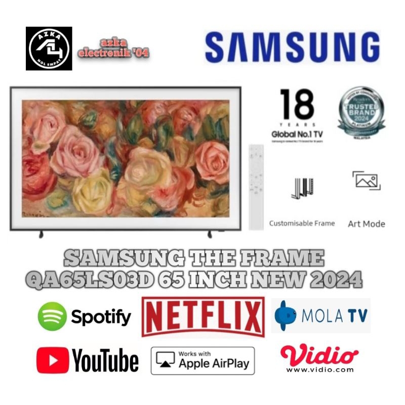 Jual SAMSUNG THE FRAME QA65LS03D QLED TV 4K SMART TV TIZEN 65 INCH NEW 2024 | Shopee Indonesia