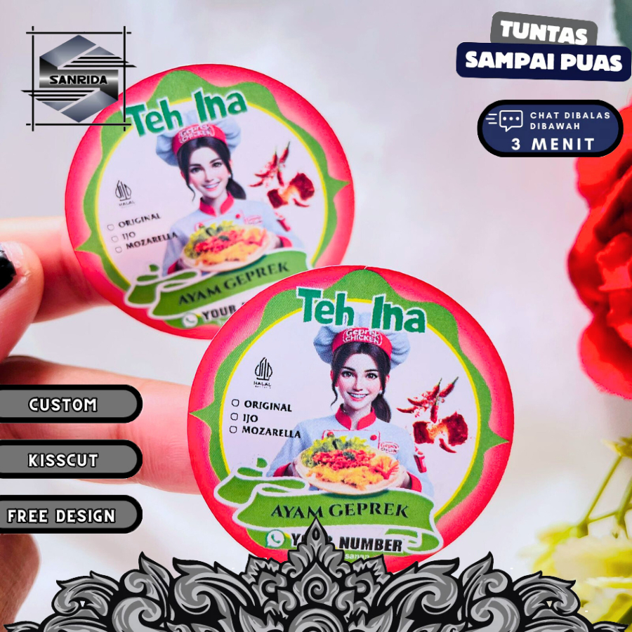 Jual 5-8 Ready Stiker Ayam Geprek Label Makanan Box Umkm Sticker Free ...