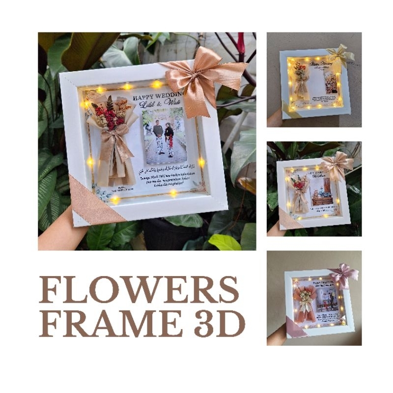 Jual Flowers frame 3D 25x25 Custom | BINGKAI HADIAH WISUDA | KENANG KENANGAN GURU | HADIAH ...
