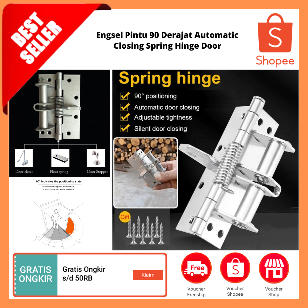 Jual Engsel Pintu 90 Derajat Automatic Closing Spring Hinge Door ...