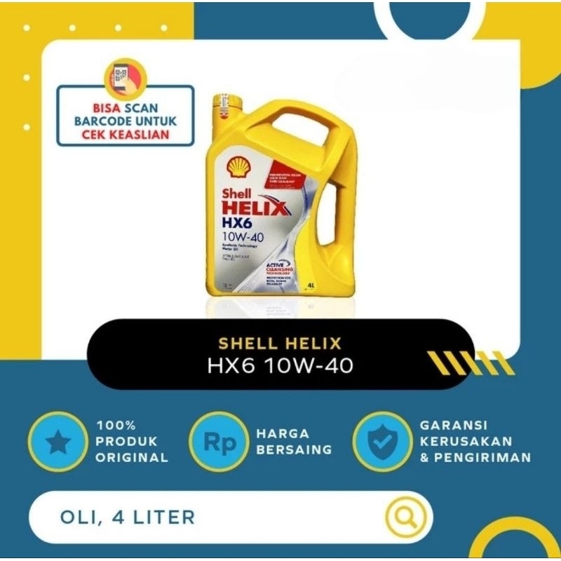Jual Oli Shell Helix HX6 10w-60 Oli Mobil Disel/Bensin Kemasan 4liter ...