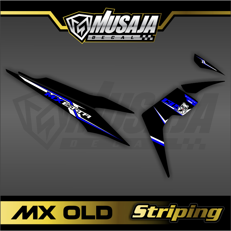 Jual Stiker Striping mx old 135 biru transparan uv glossy non full body ...