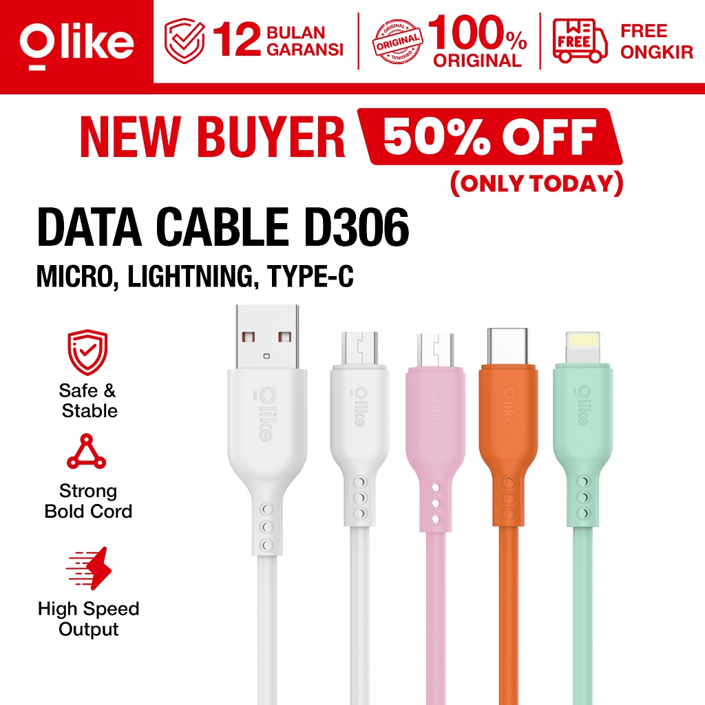 Jual Olike D306 Kabel Micro Lightning Type C | GARANSI RESMI | 2.4A ...