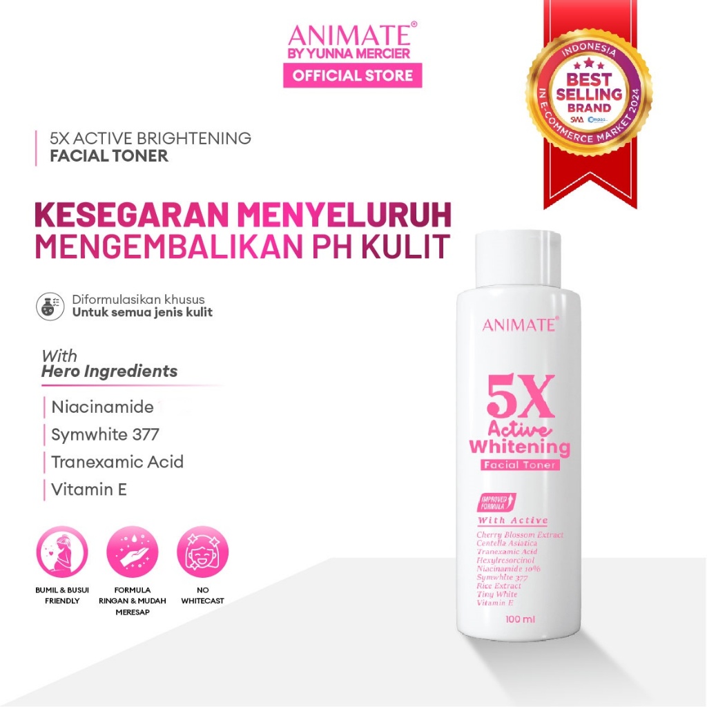 Jual Animate 5x Active Whitening Facial Toner 100 ml | Shopee Indonesia