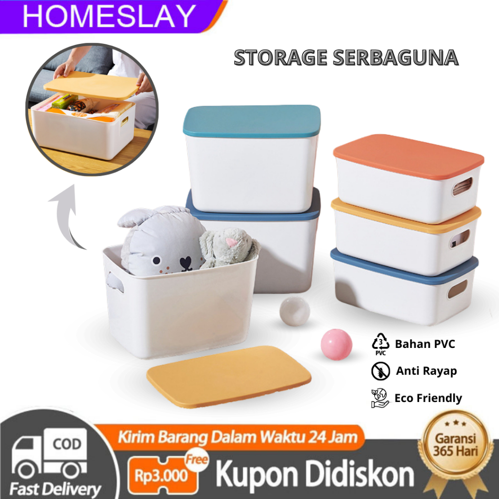 Jual Homeslay Storage Box Dengan Tutup Kotak Penyimpanan Serbaguna Storage Box Multifungsi ...