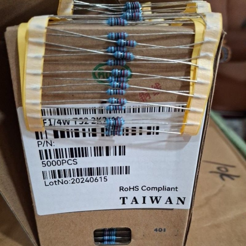 Jual 100 pcs resistor 1/4 watt 2k2 R 0,25w renteng 0.25 w roll metal ...