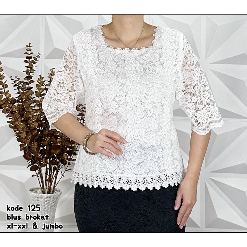 Jual K125/126 Atasan wanita Putih - Blus putih wanita - Atasan pesta ...