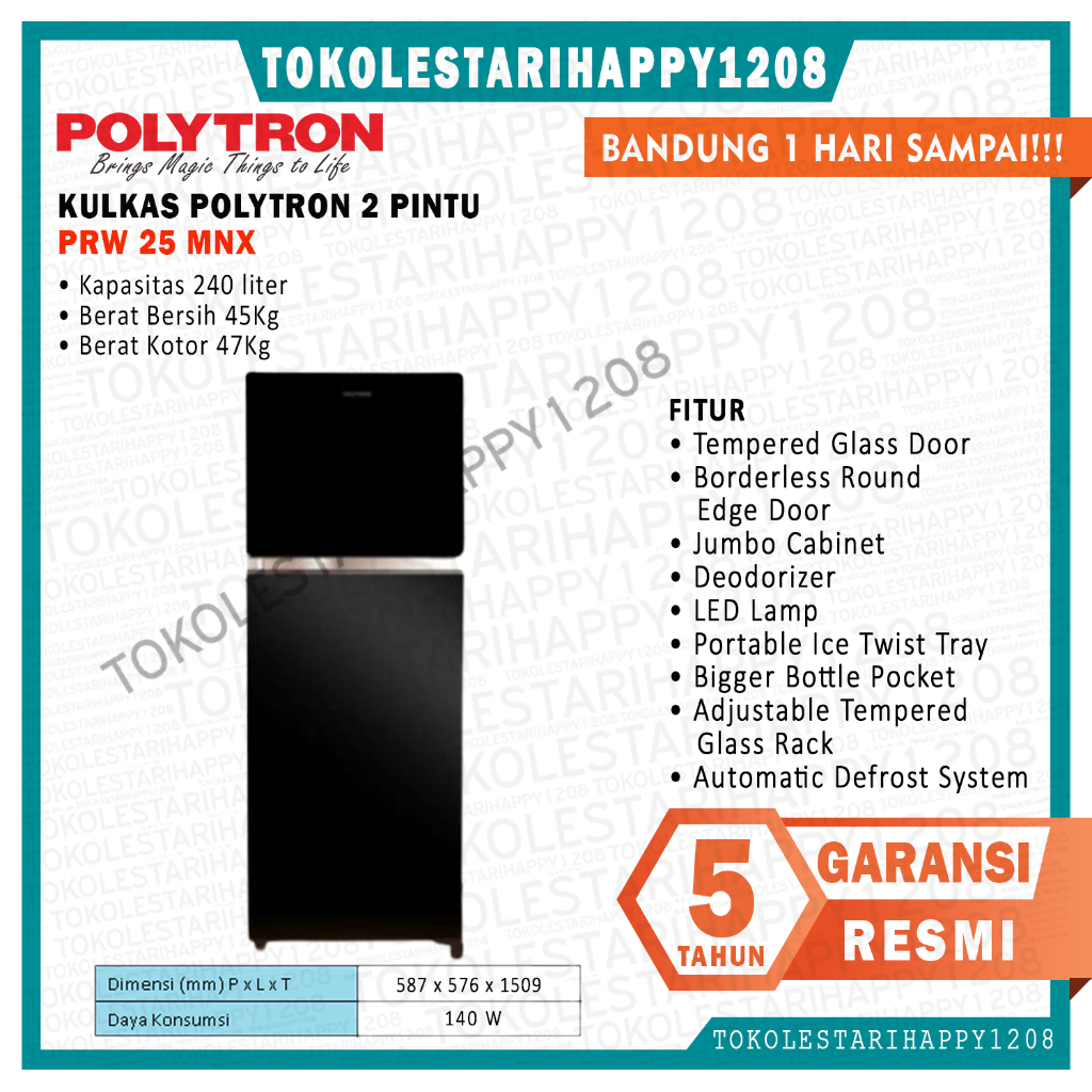 Jual KULKAS POLYTRON 2 PINTU BELLEZA JUMBO PRW 25 ZX/MNX/VX GARANSI ...