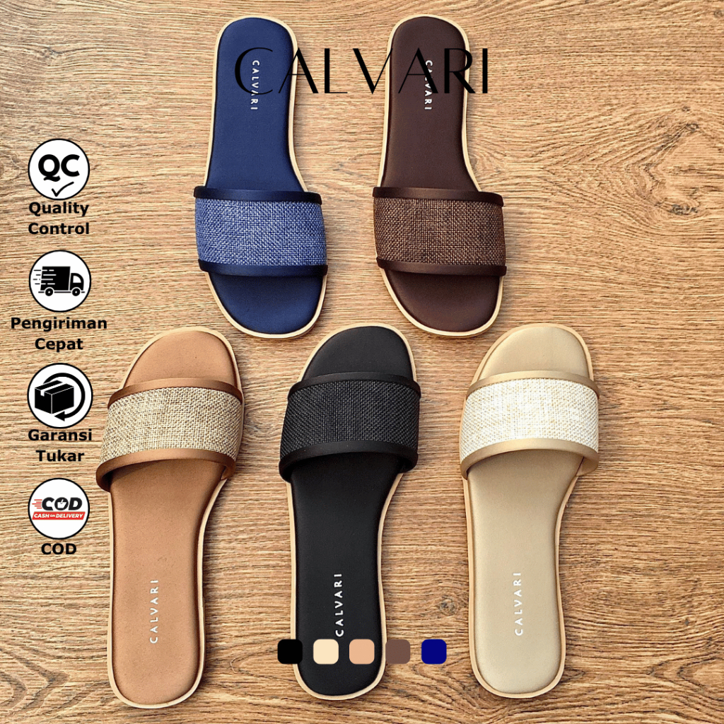 Jual CALVARI - NATSU Sandal Wanita Korea Teplek Casual Kekinian Size 36 ...