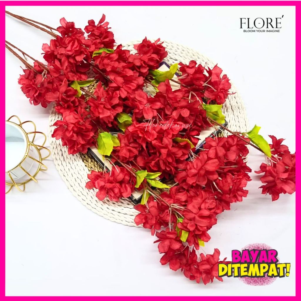 Jual Cherry Blossoms Artificial Panjang 1 Meter / Bunga Hias Dekorasi ...