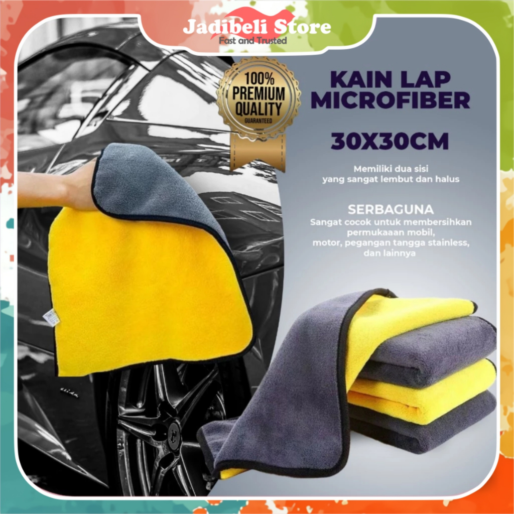 Jual [30x30CM] LAP MICROFIBER KUNING ABU lap tangan, meja, mobil, motor ...