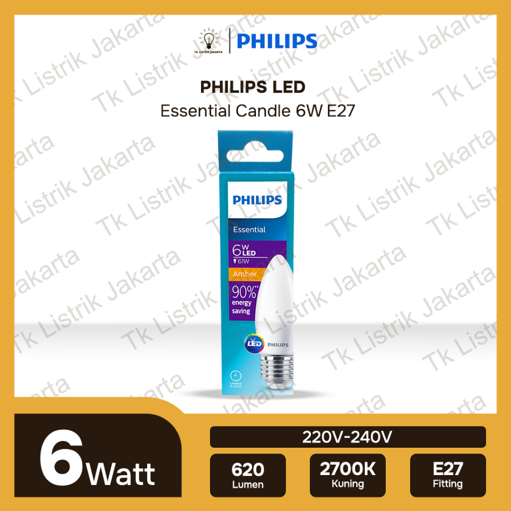 Jual Lampu Hias LED Bulb Candle Philips Essential 6W E27 Lilin Cabe ...