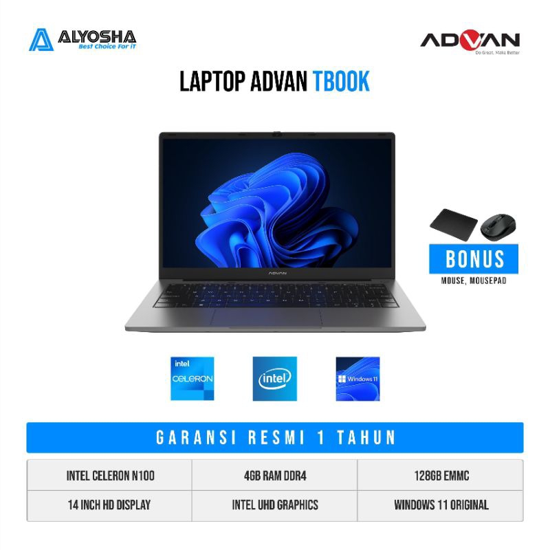 Jual Laptop Advan TBOOK X 14 inch Intel N100 4GB / 128GB | Shopee Indonesia