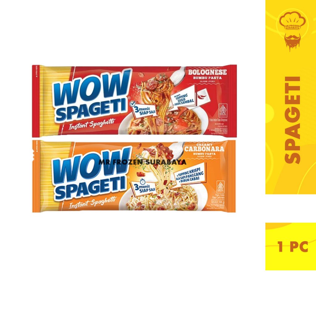 Jual Wow Spageti Instan Spaghetti 88gr Creamy Carbonara Meaty Bolognese Pasta Mie Instan Halal ...