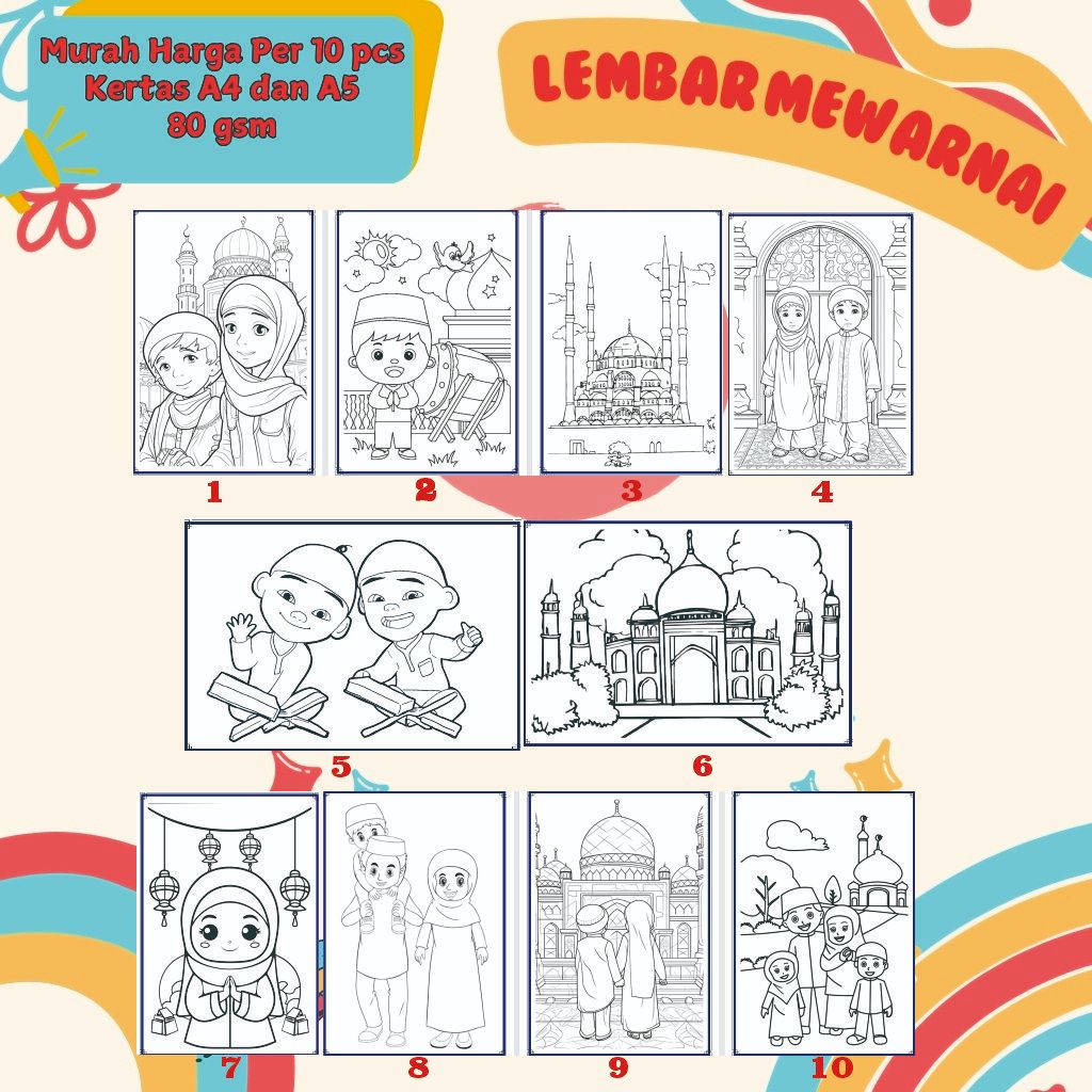 Jual Lembar mewarnai 10 lembar mewarnai anak dengan ukuran kertas A5 / A4 | Shopee Indonesia